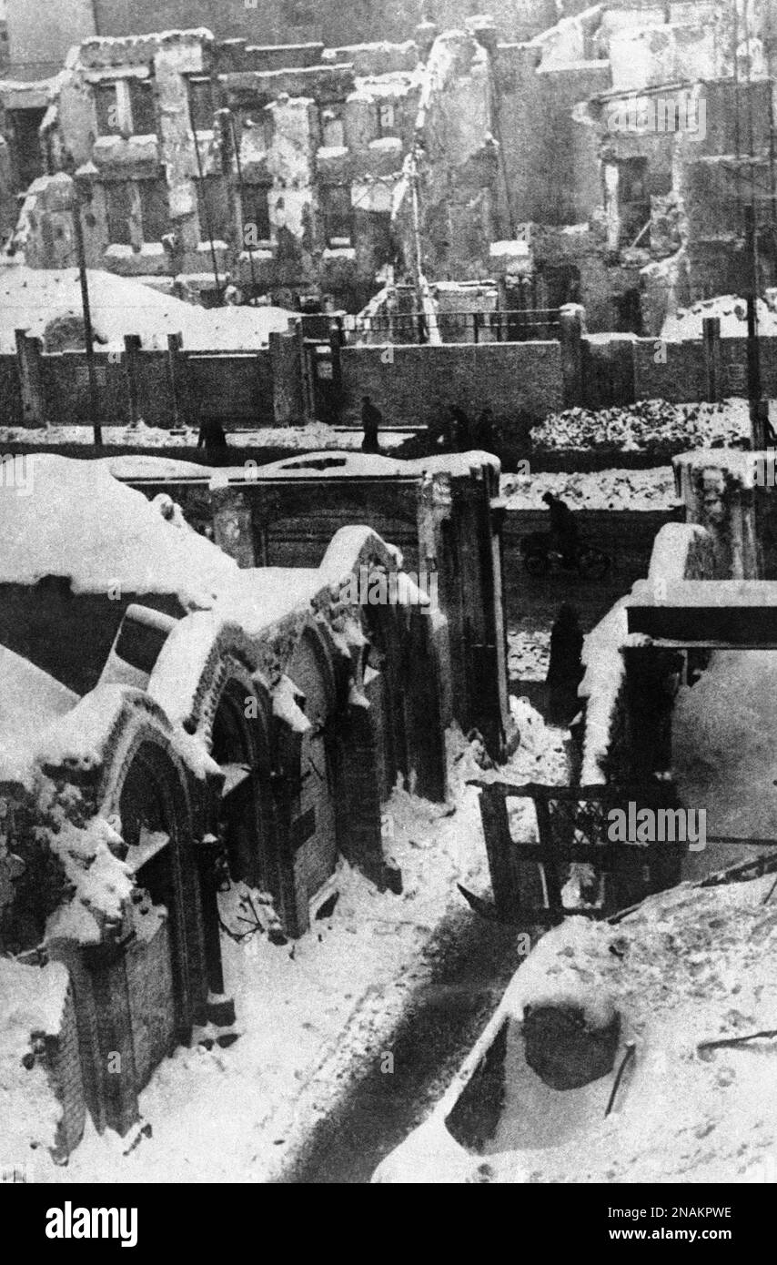 Bomb damage inflicted by Britain’s RAF on a street in the business ...