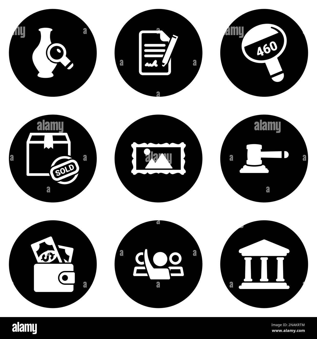 Set of simple icons on a theme Auction, vector, design, collection ...