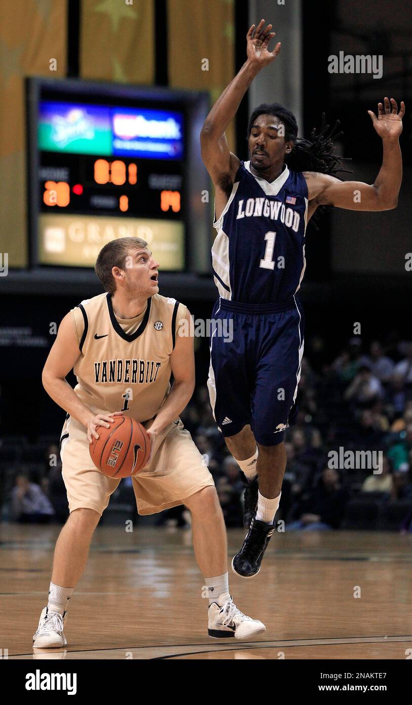 Longwood guard Jeremiah Bowman, right, defends against Vanderbilt guard ...