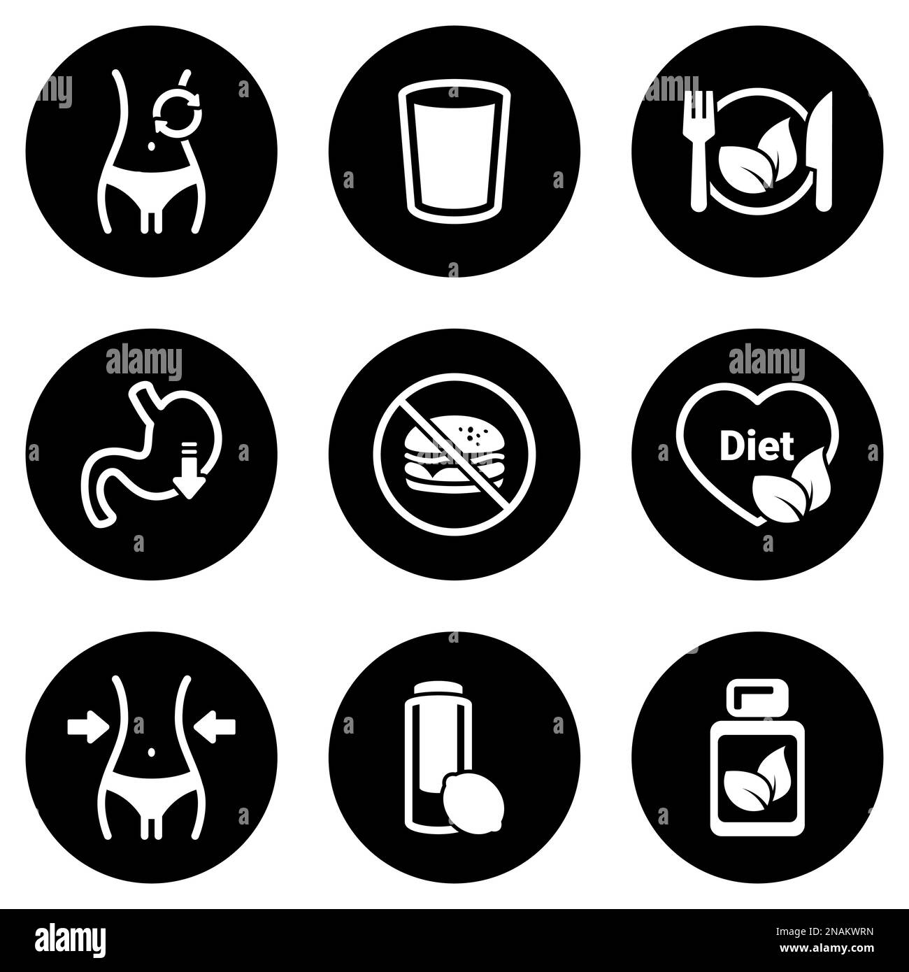 Set of simple icons on a theme Diet, vector, design, collection, flat ...