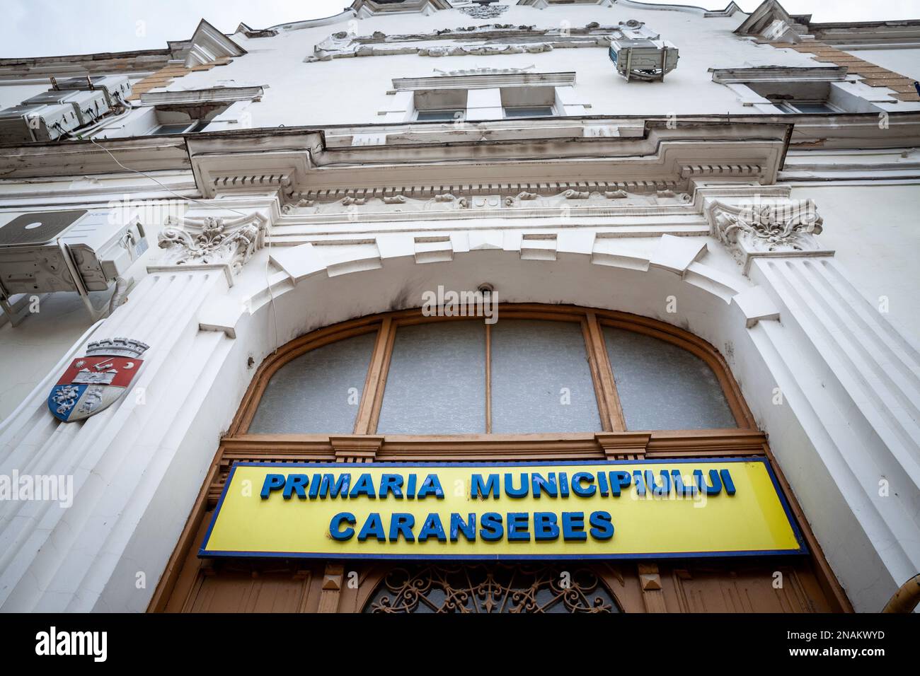 Picture of the entrance to the city administration of Caransebes, also ...