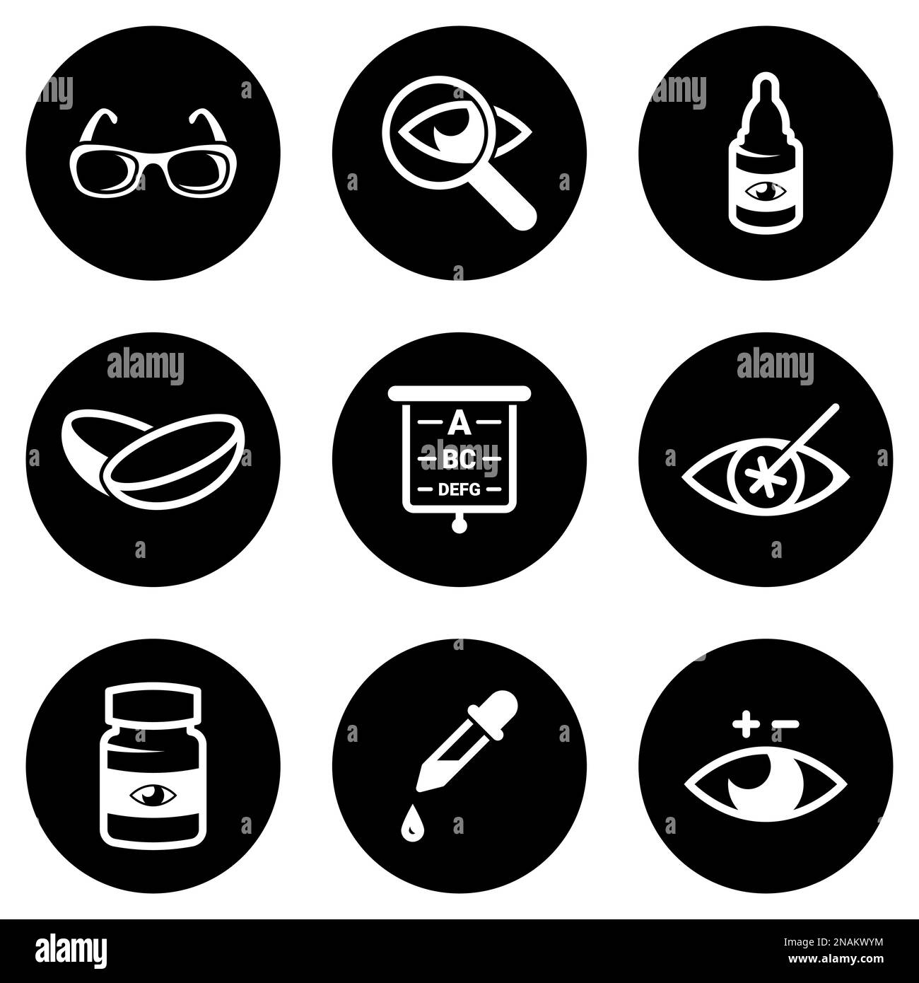 Set of simple icons on a theme Optometry, vector, design, collection ...
