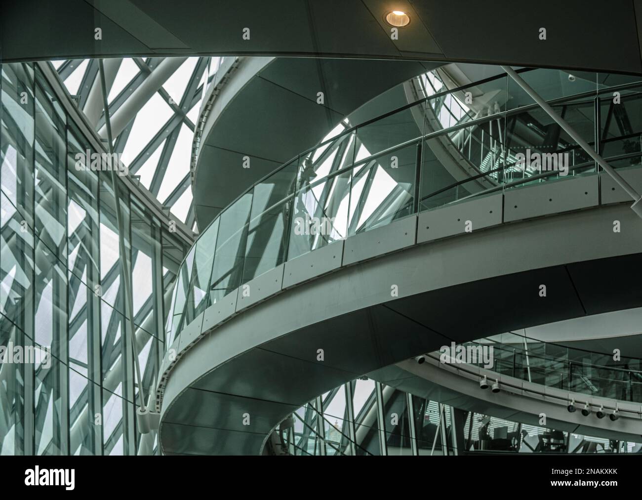 500-metre (1,640 ft) interior helical walkway of City Hall, Southwark ...