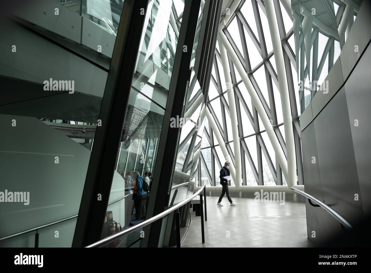 A man walks in the corridor of London City Hall, Southwark, Former ...