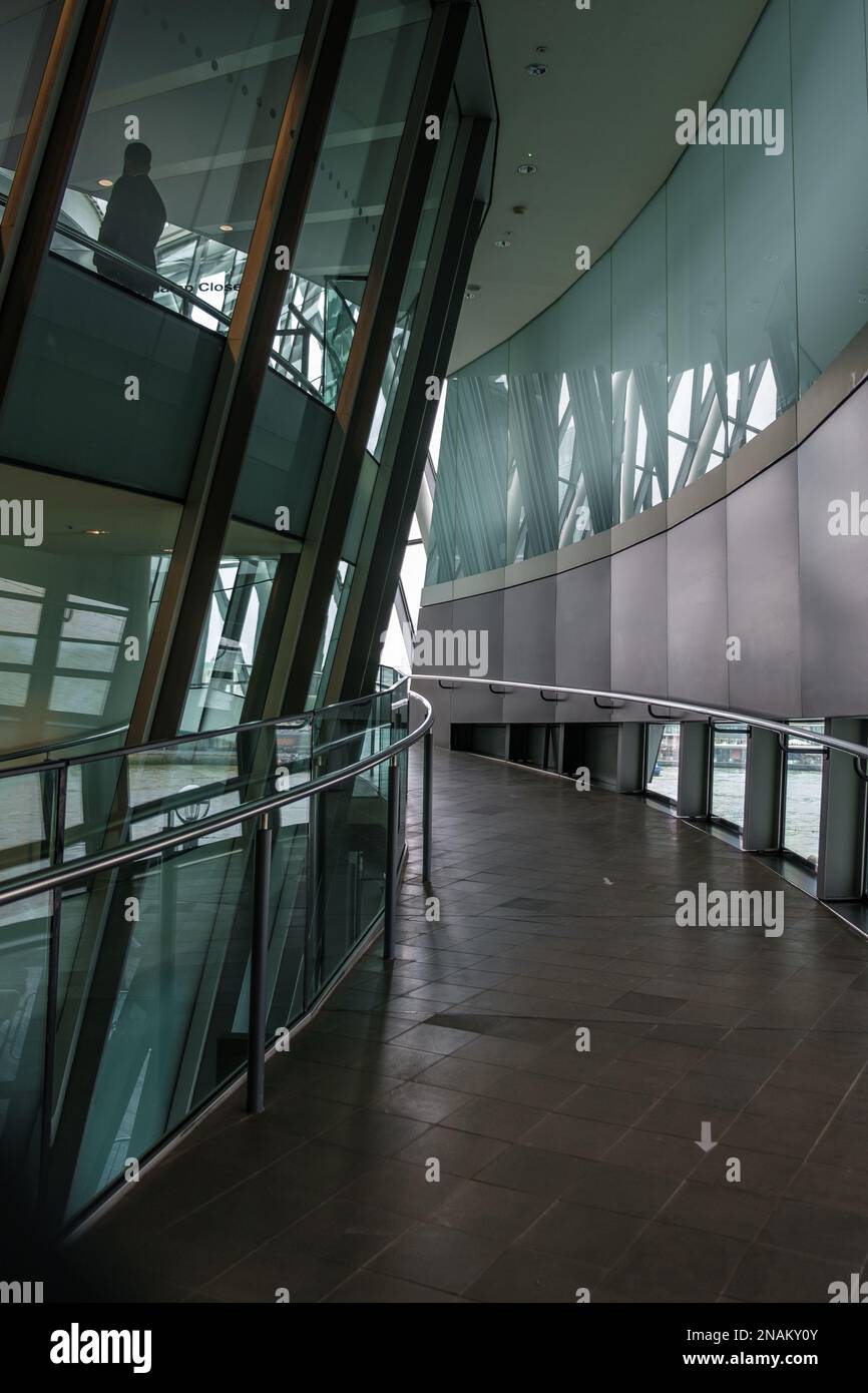 Inside London City Hall, on the banks of the River Thames. Former ...