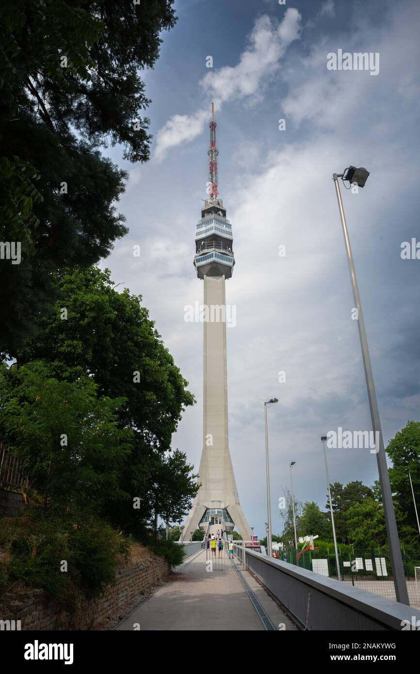 Picture of the Avala tower seen from the nearby forest. The Avala Tower ...