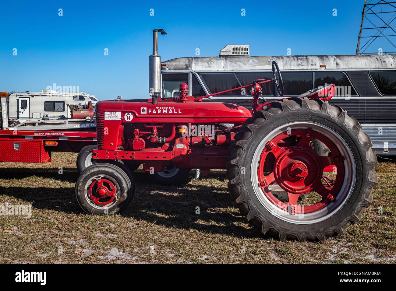 Fort Meade, FL - February 24, 2022: High perspective side view of a ...