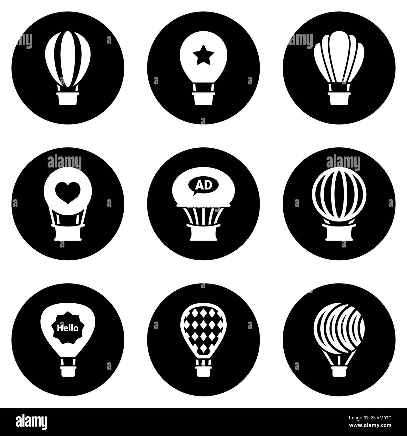 Set of white icons isolated against a black background, on a theme ...