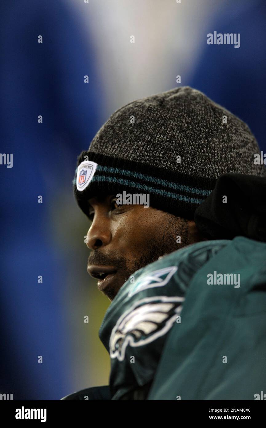 Philadelphia Eagles quarterback Michael Vick sits on the bench in the ...
