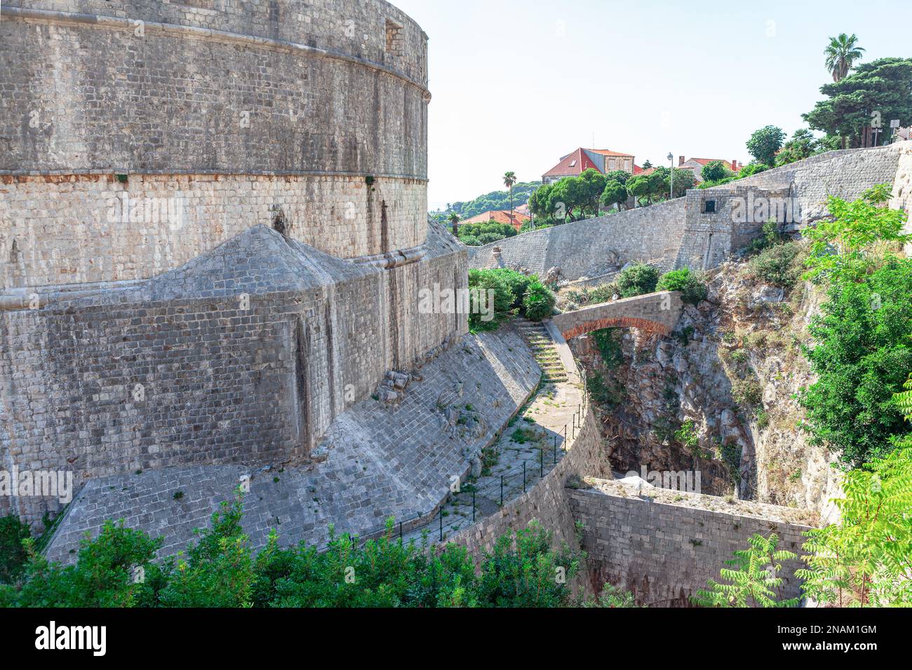Medieval fortress of Dubrovnik . Architectural details of old fortress ...