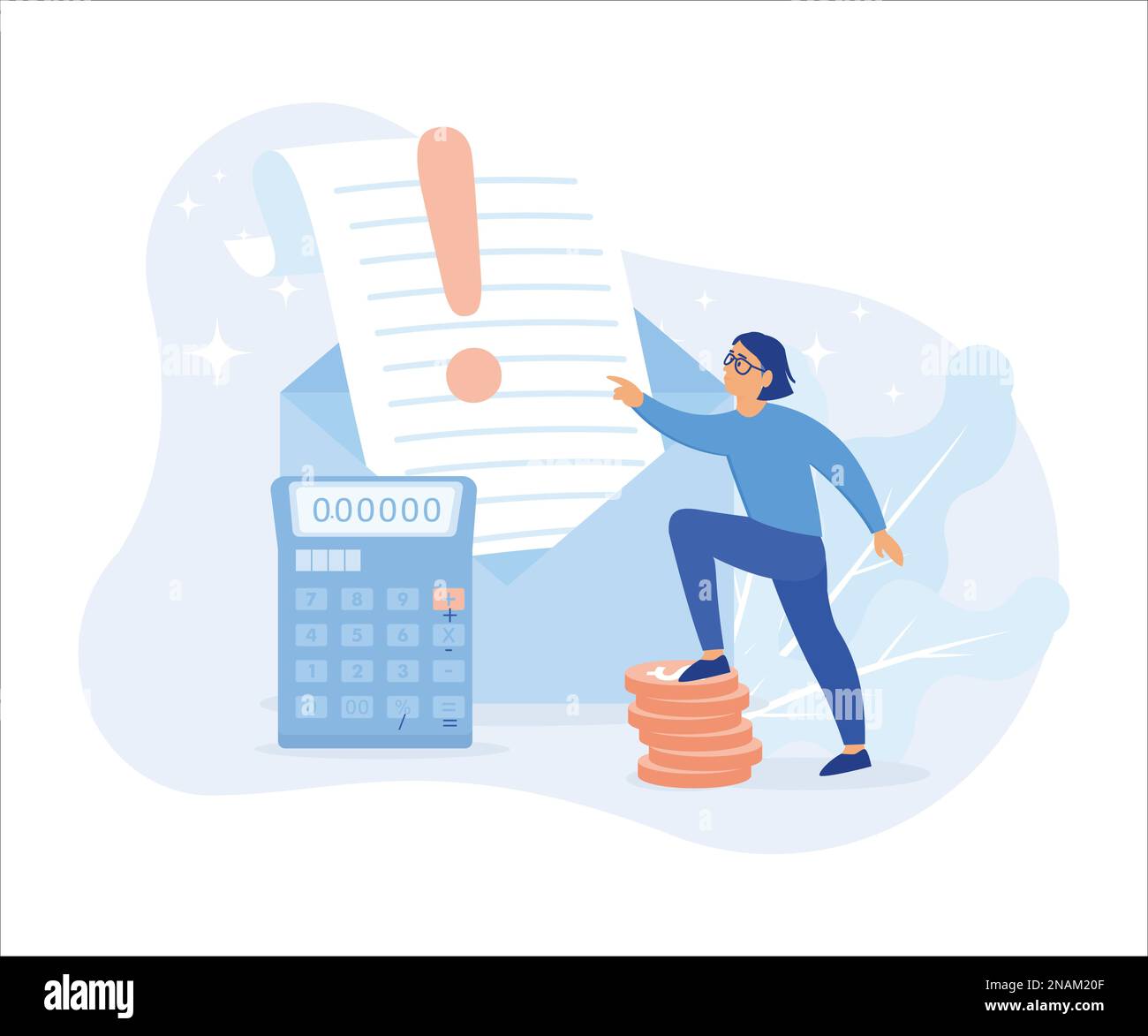 Characters having financial problems, debts and loans. People holding ...