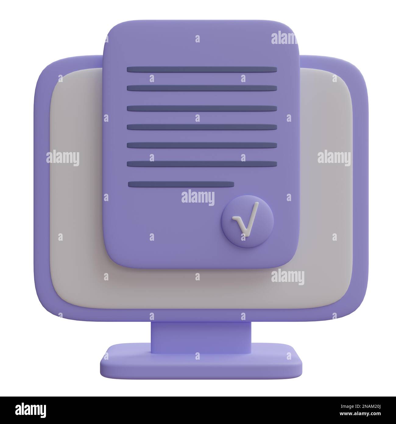 Document validate on computer desktop screen. Cartoon minimal icon ...