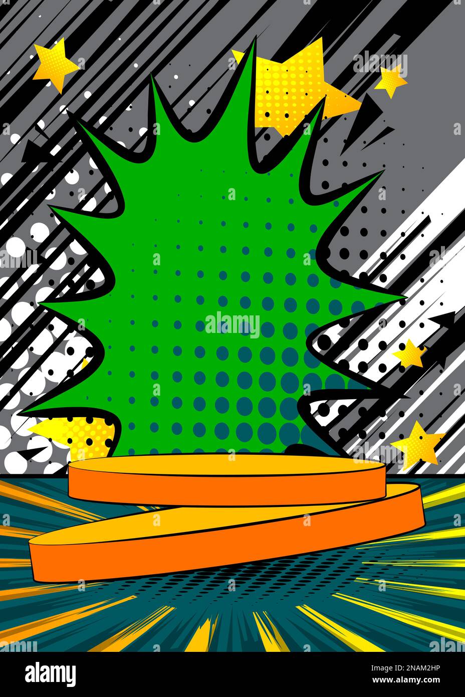 Comic Book abstract podium stage platform. Comics product scene ...