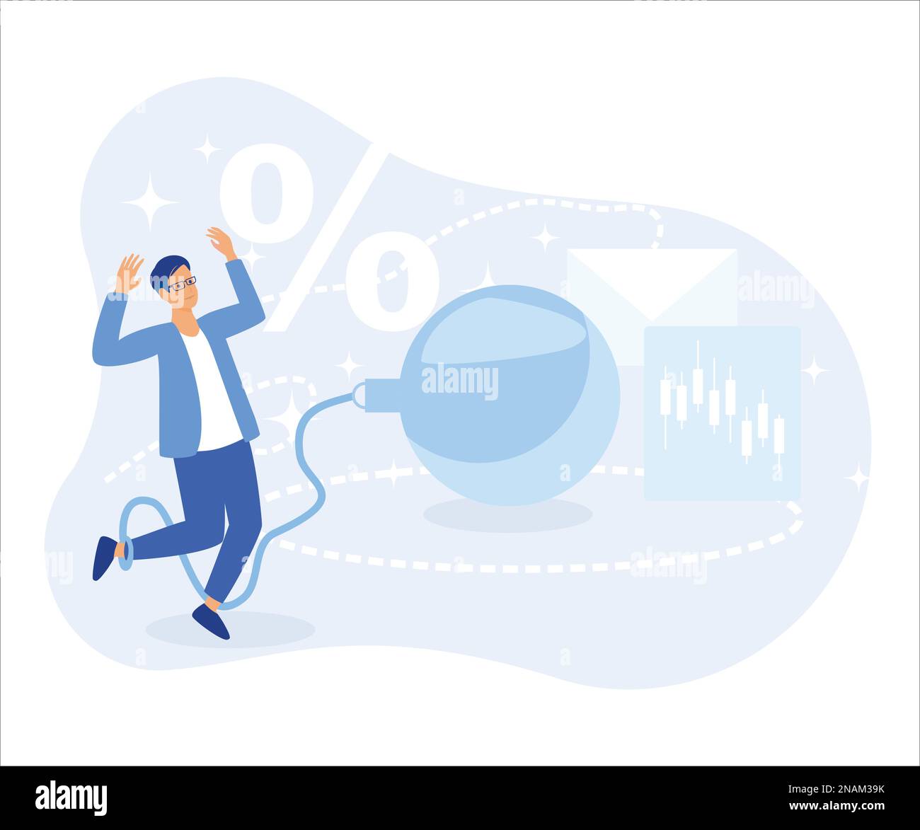 Characters having financial problems, debts and loans. People holding ...