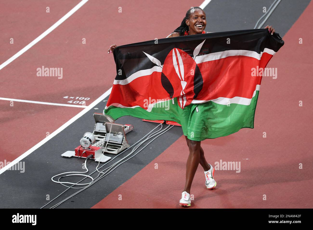 Aug 06 2021 Tokyo Japan Faith Kipyegon Of Kenya Celebrates Winning