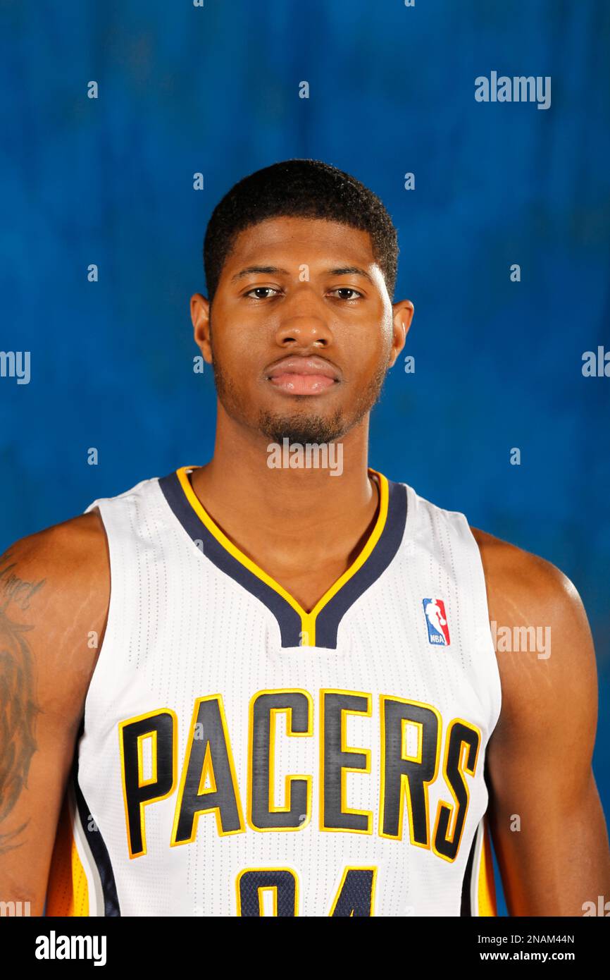 Indiana Pacers forward Paul George poses for a photo during the NBA ...