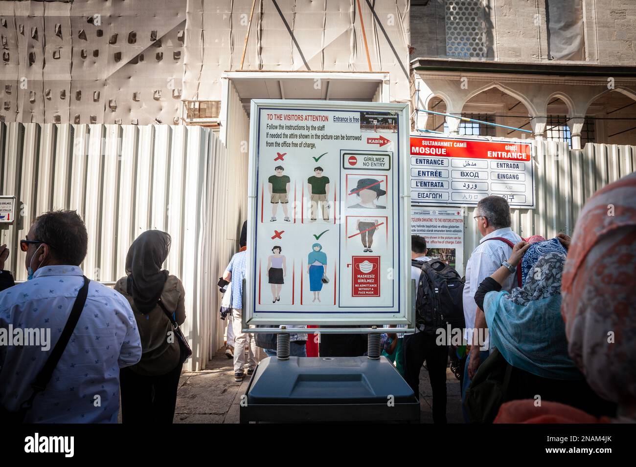 Picture of a sign at the entrance to the blue mosque of Sultanahmet in ...