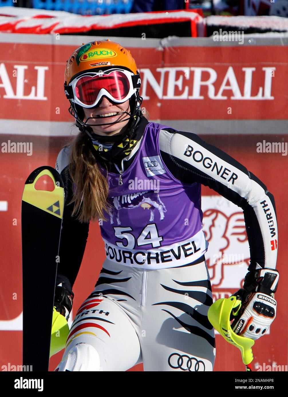 Germany's Lena Duerr smiles in the finish area after completing an ...