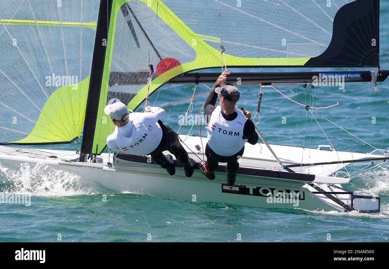 Denmark's Allan Christensen Noerregaard and Peter Lang compete during ...