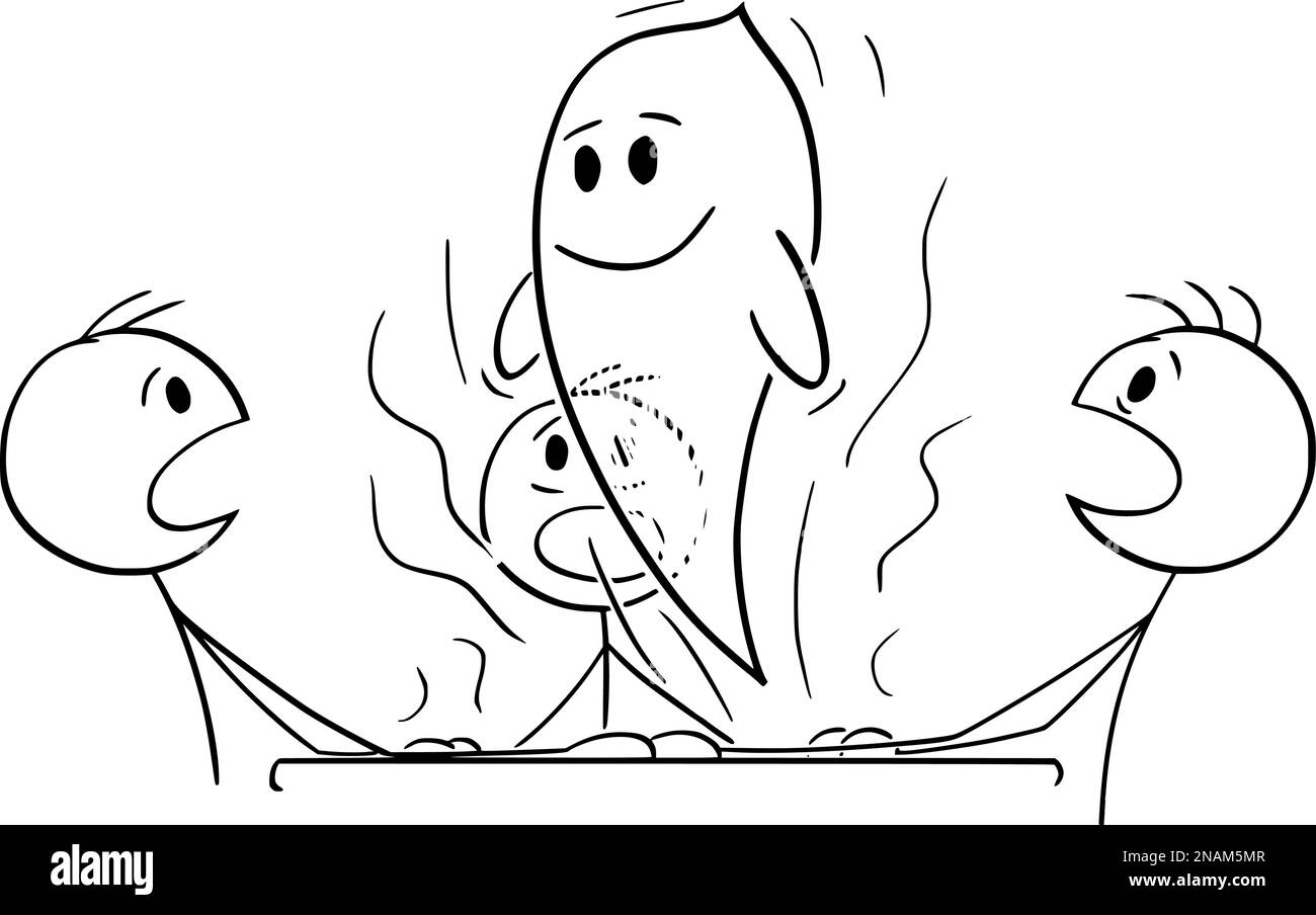 Seance Session Invoked Ghost , Vector Cartoon Stick Figure Illustration ...