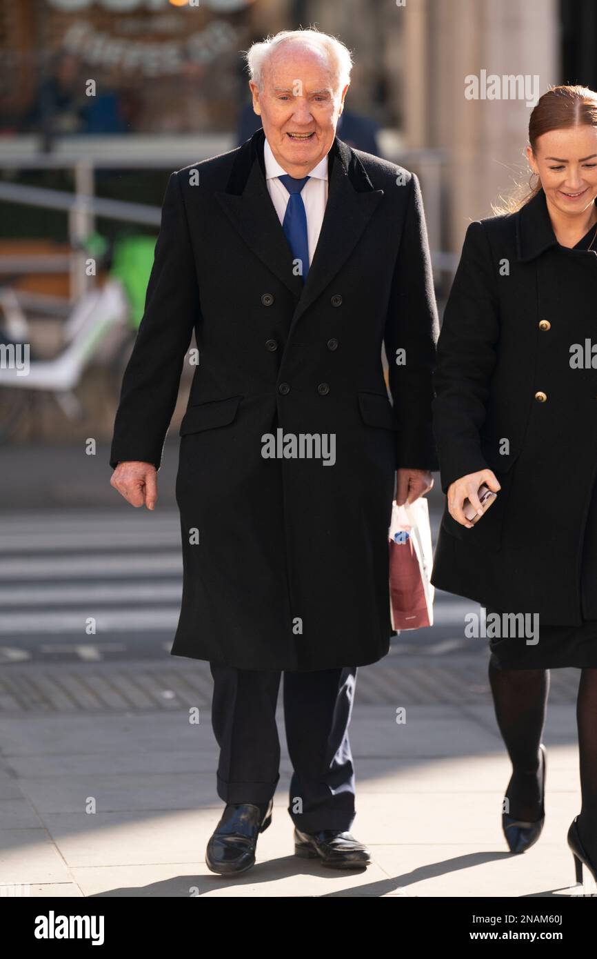 Sir Frederick Barclay outside the Royal Courts Of Justice, central ...