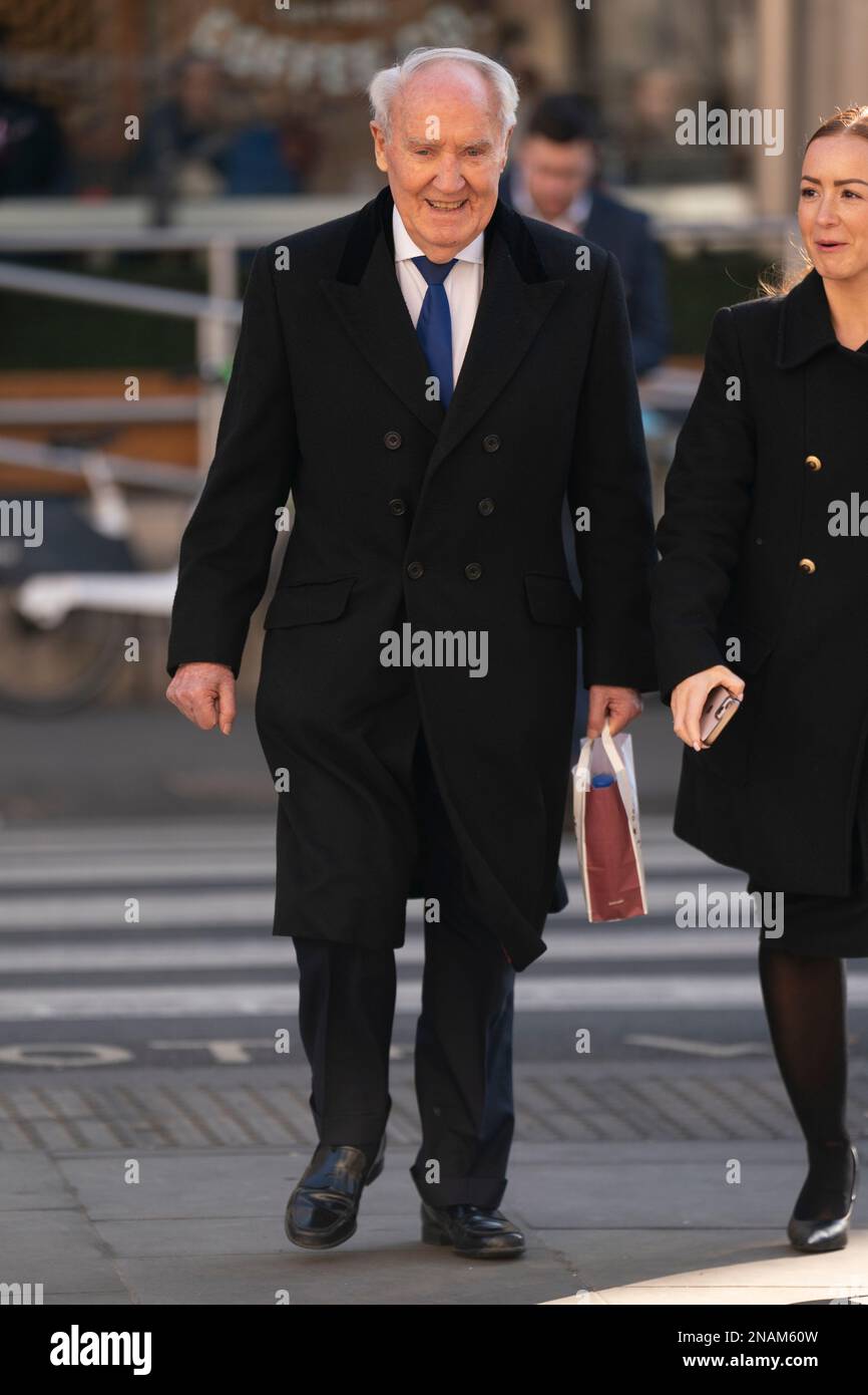 Sir Frederick Barclay outside the Royal Courts Of Justice, central ...