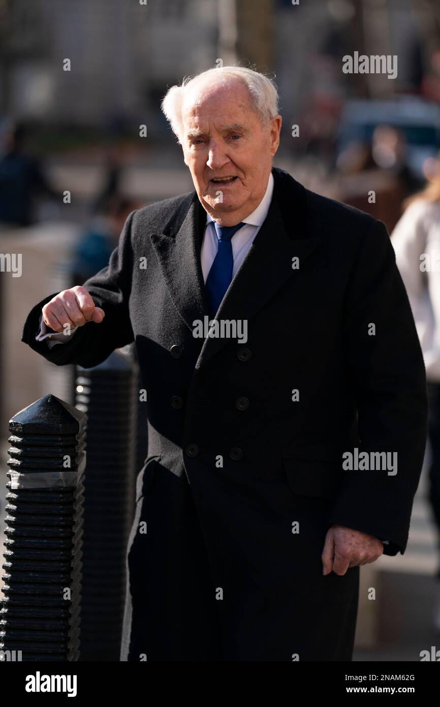 Sir Frederick Barclay outside the Royal Courts Of Justice, central ...