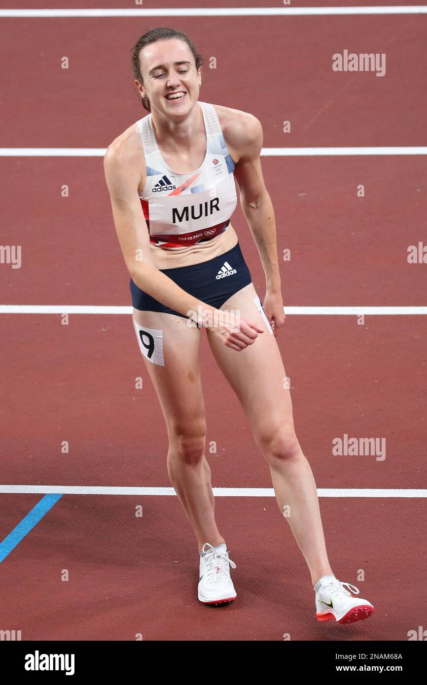 AUG 06, 2021 - Tokyo, Japan: Laura MUIR of Great Britain reacts winning ...
