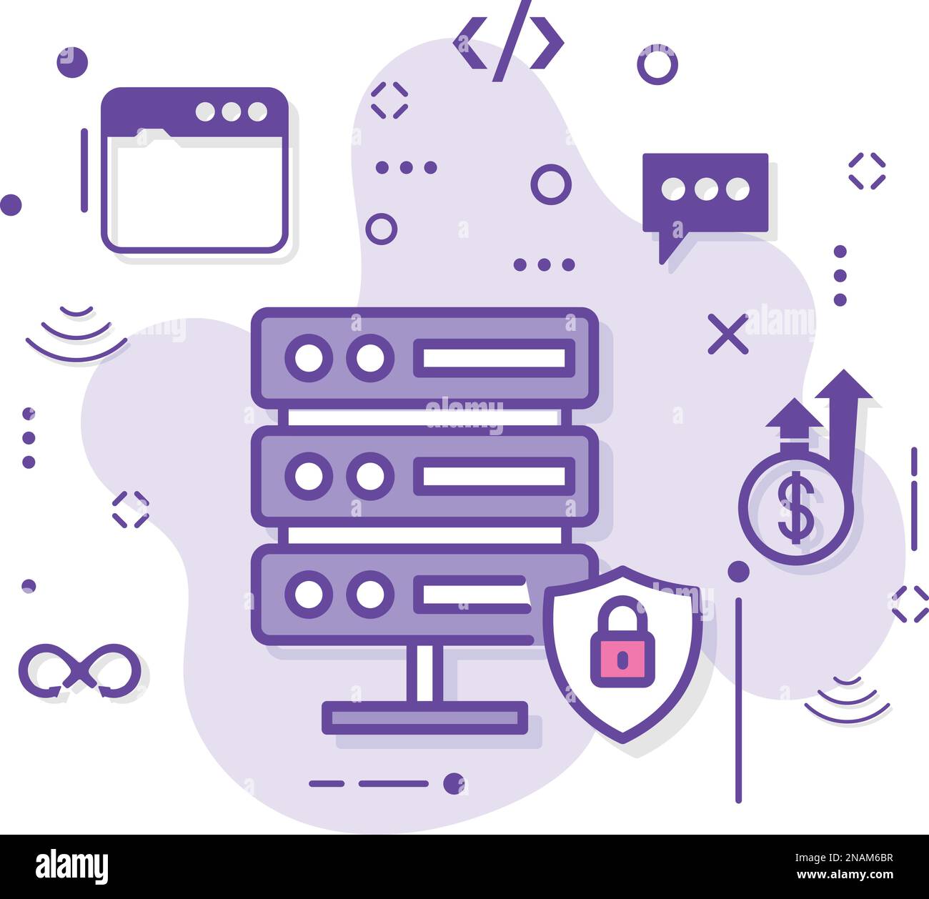 Secured VPS Rack Vector Icon Design, Cloud computing and Internet ...