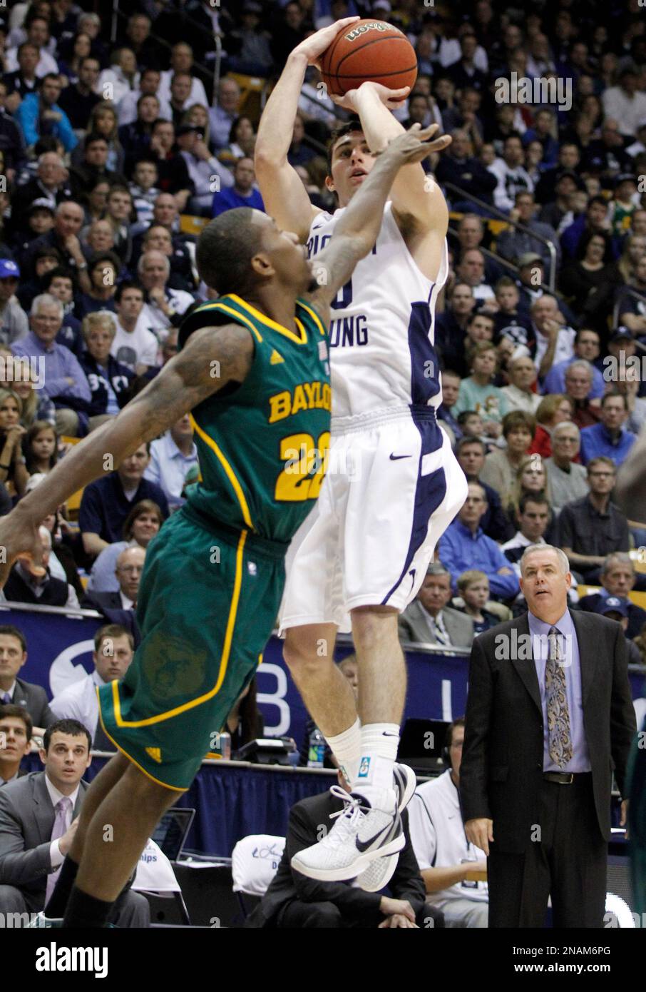 BYU guard Matt Carlino (10) shoots over Baylor guard A.J. Walton (22 ...