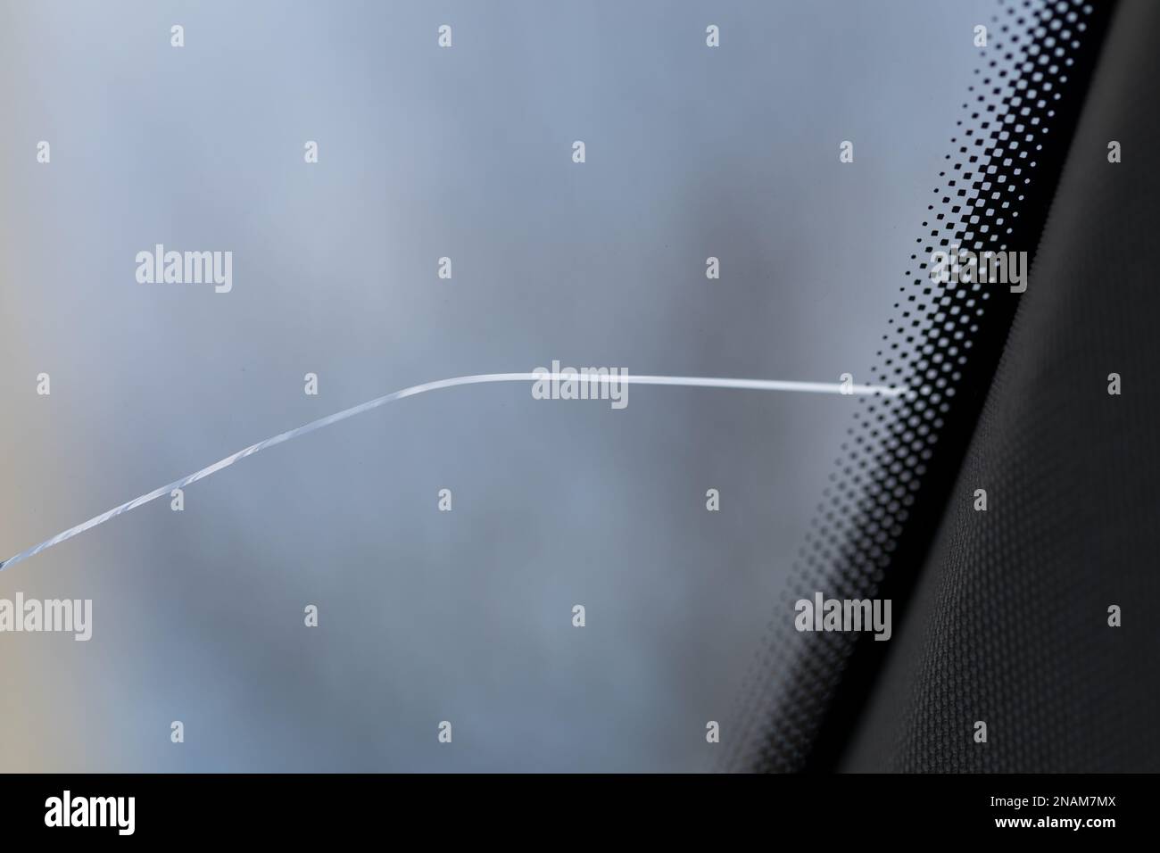 Cracked windshield in the car, close-up of scratches on the glass Stock ...