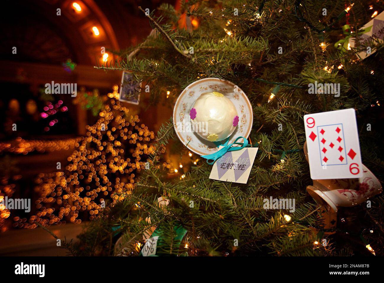 Trees inside the decorated rotunda of the South Dakota State Capitol in ...