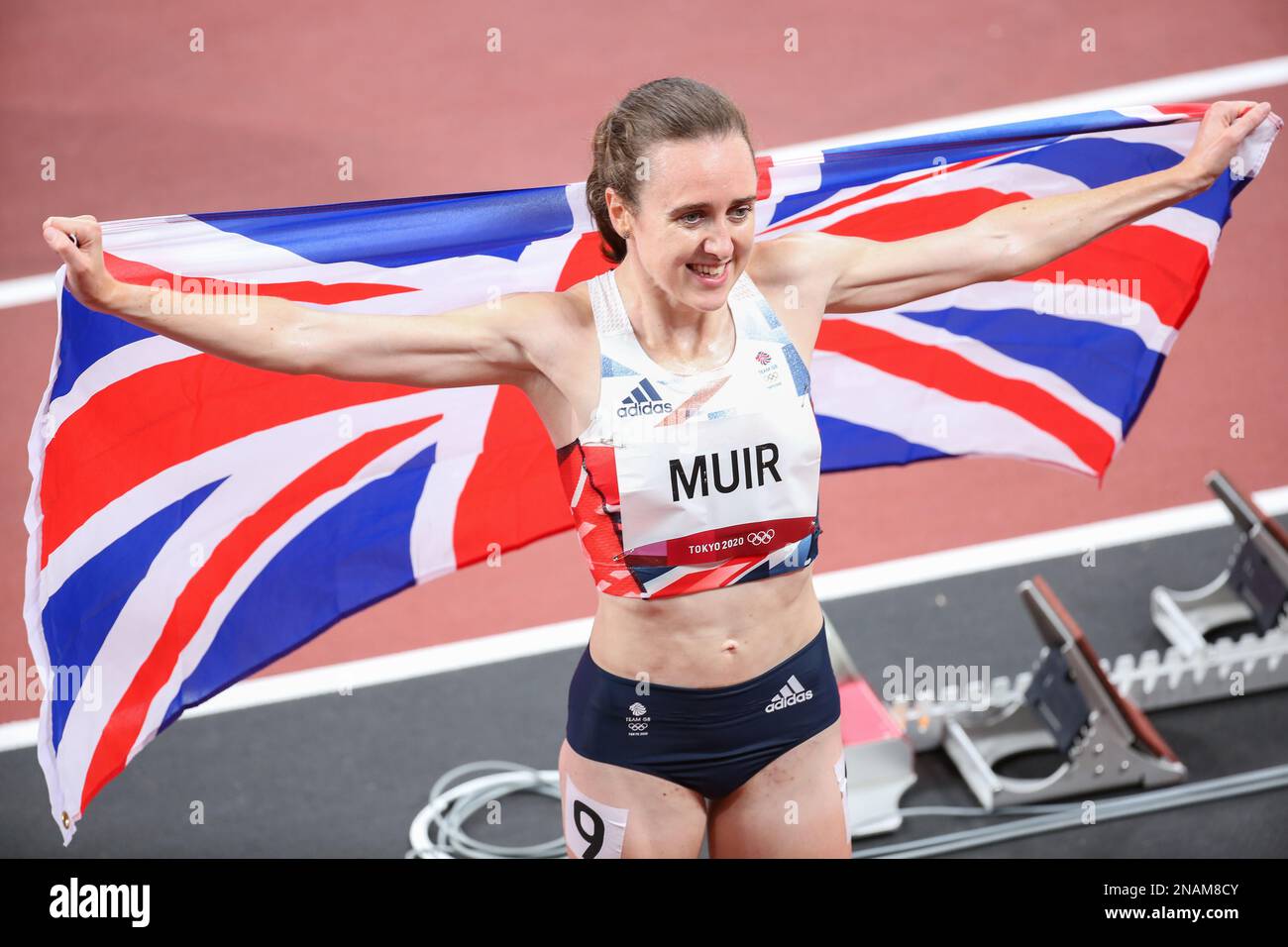AUG 06, 2021 - Tokyo, Japan: Laura MUIR of Great Britain reacts winning ...
