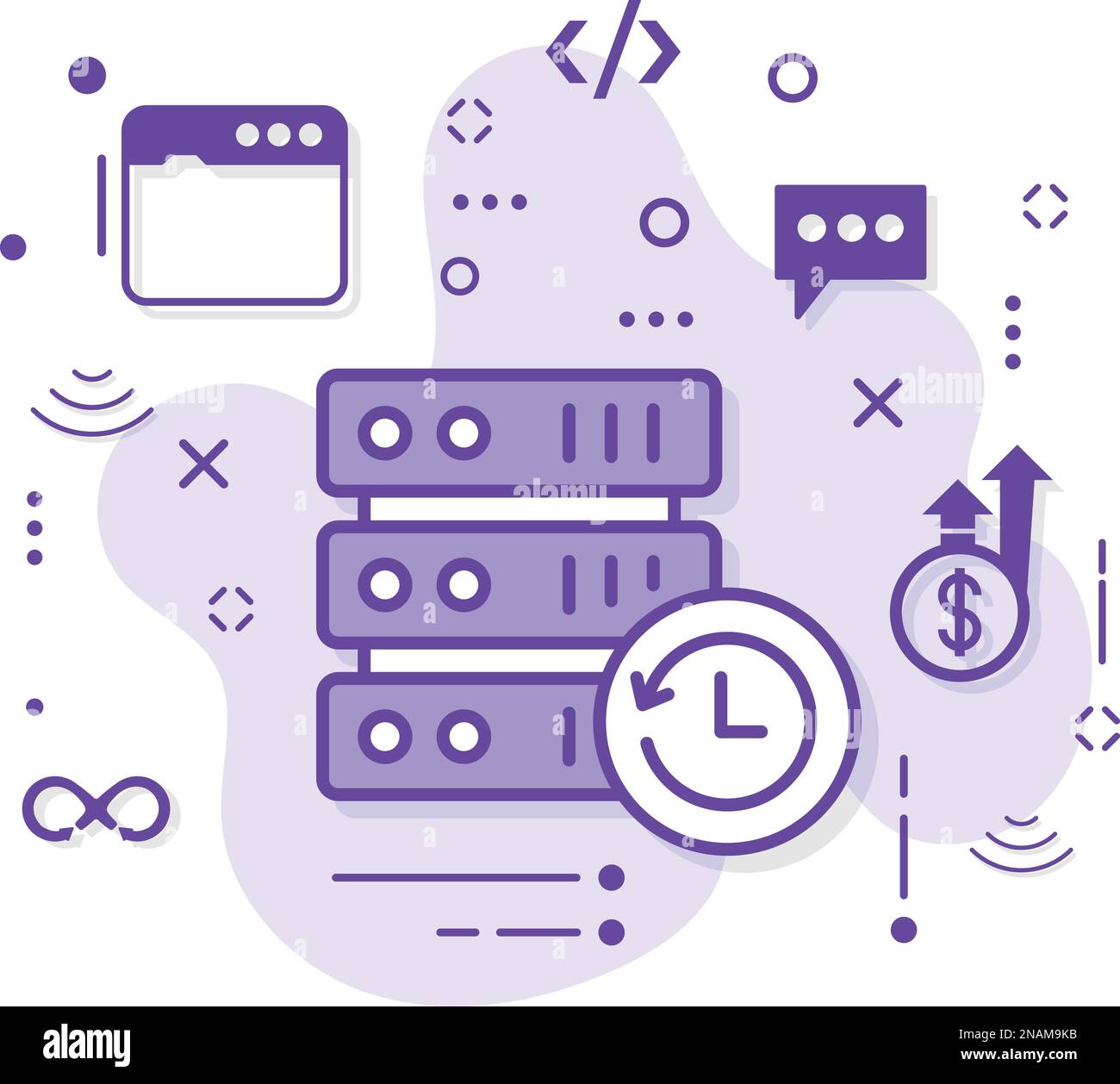 Scheduling and Running Jobs on a Server Concept, Refresh Machine stock illustration, Data backup ...