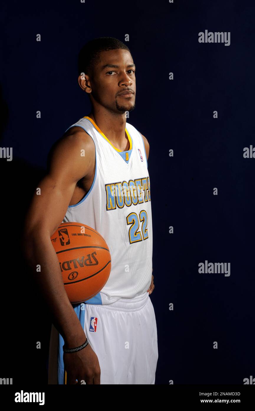 Denver Nuggets' rookie Cory Higgins poses for photos during NBA ...
