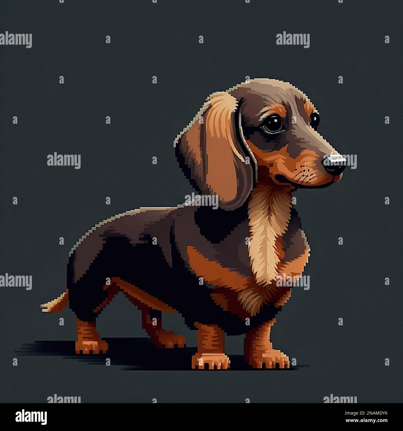 This pixelated image captures the cuteness and charm of a dachshund in ...