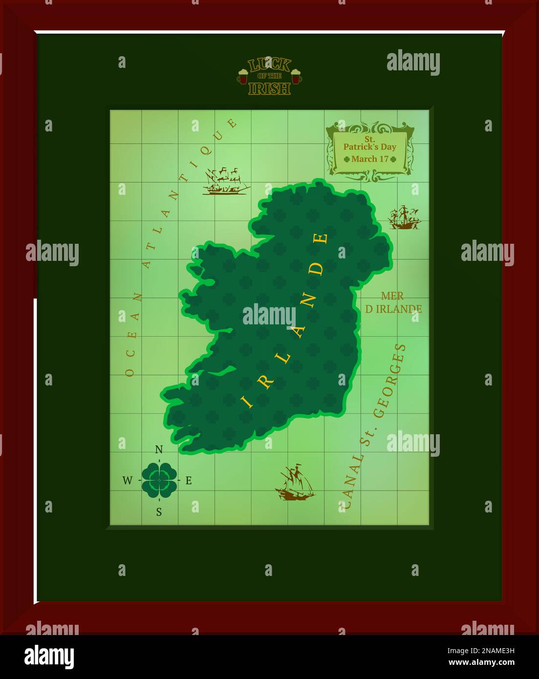 Ireland map for St. Patrick's Day in flat style for printing and design ...