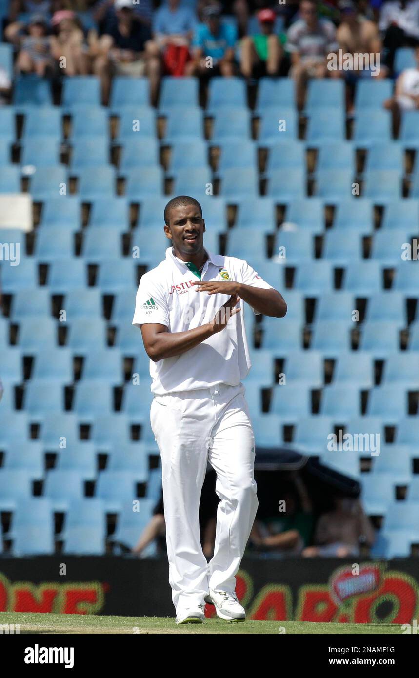 South Africa's bowler Vernon Philander request a review during a match ...