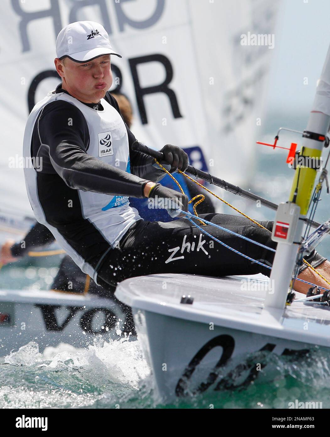 Estonia's Karl-Martin Rammo competes during the Laser men's gold fleet ...