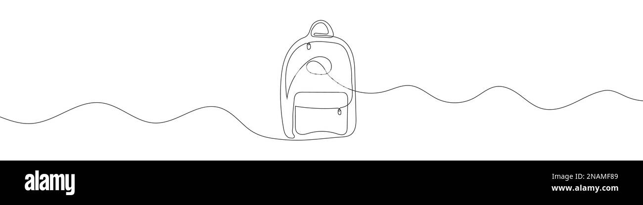 One continuous line drawing of backpack. Backpack in one linear drawing ...