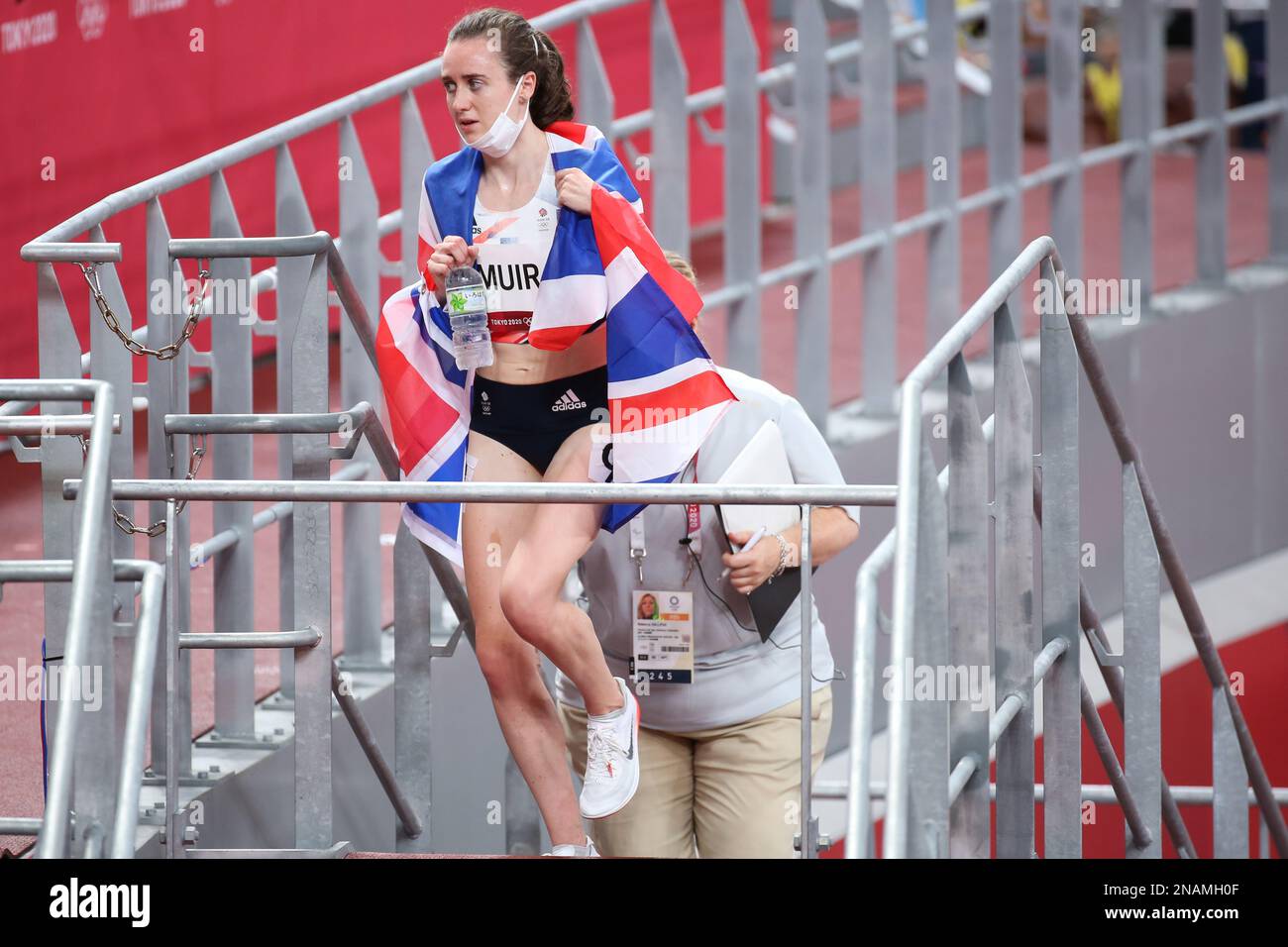 AUG 06, 2021 - Tokyo, Japan: Laura MUIR of Great Britain reacts winning ...