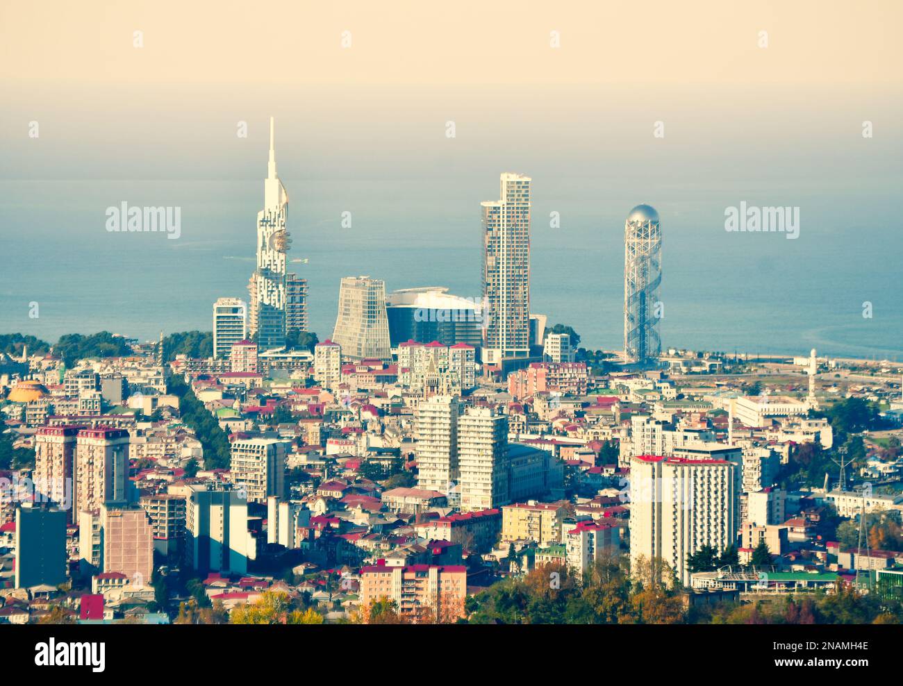 Birds eye view of Batumi city tourist attractions and stunning design ...