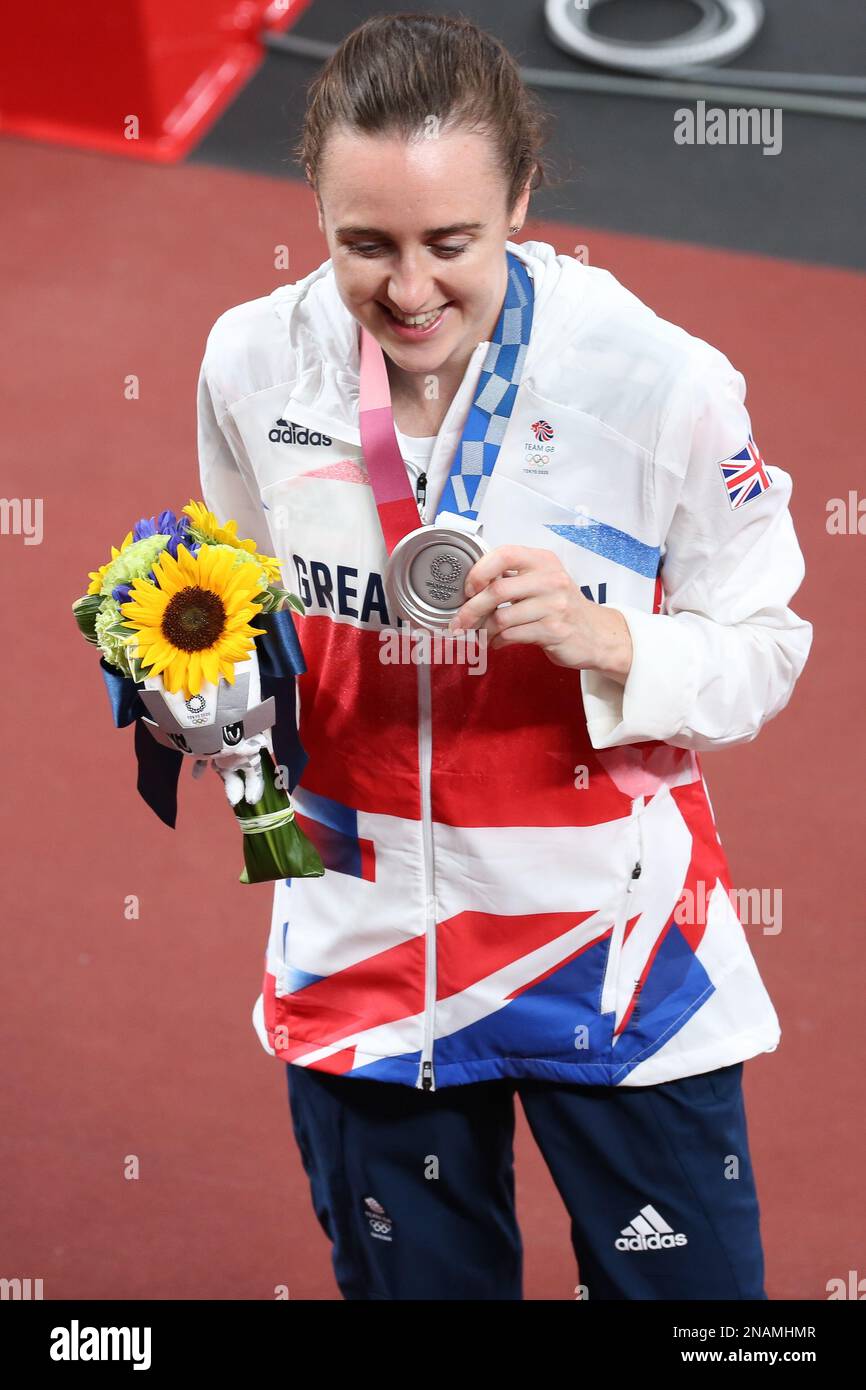 AUG 06, 2021 - Tokyo, Japan: Laura MUIR of Great Britain reacts winning ...