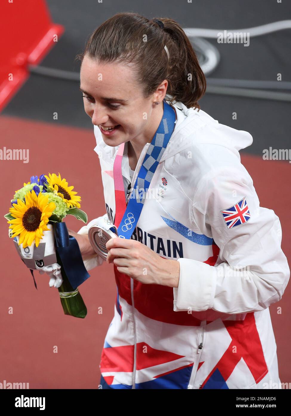 AUG 06, 2021 - Tokyo, Japan: Laura MUIR of Great Britain reacts winning ...
