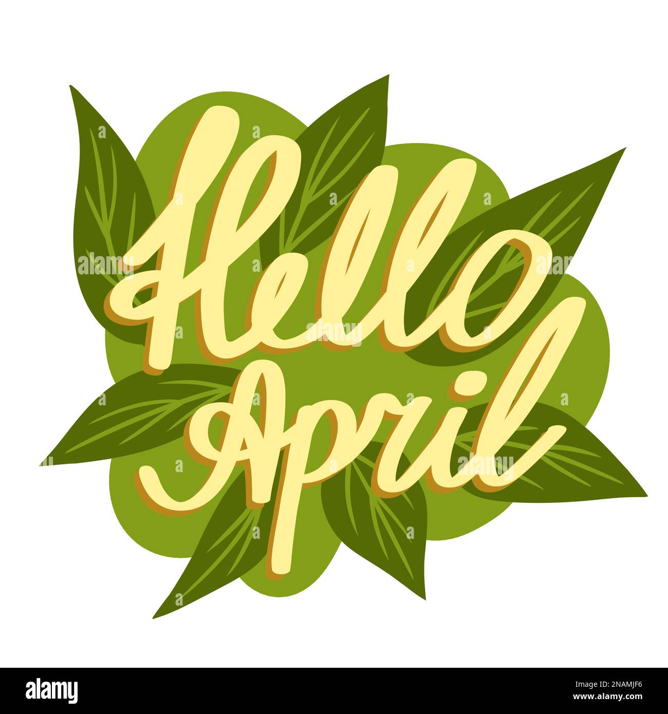 Hello April hand drawn illustration. Spring sticker banner card ...