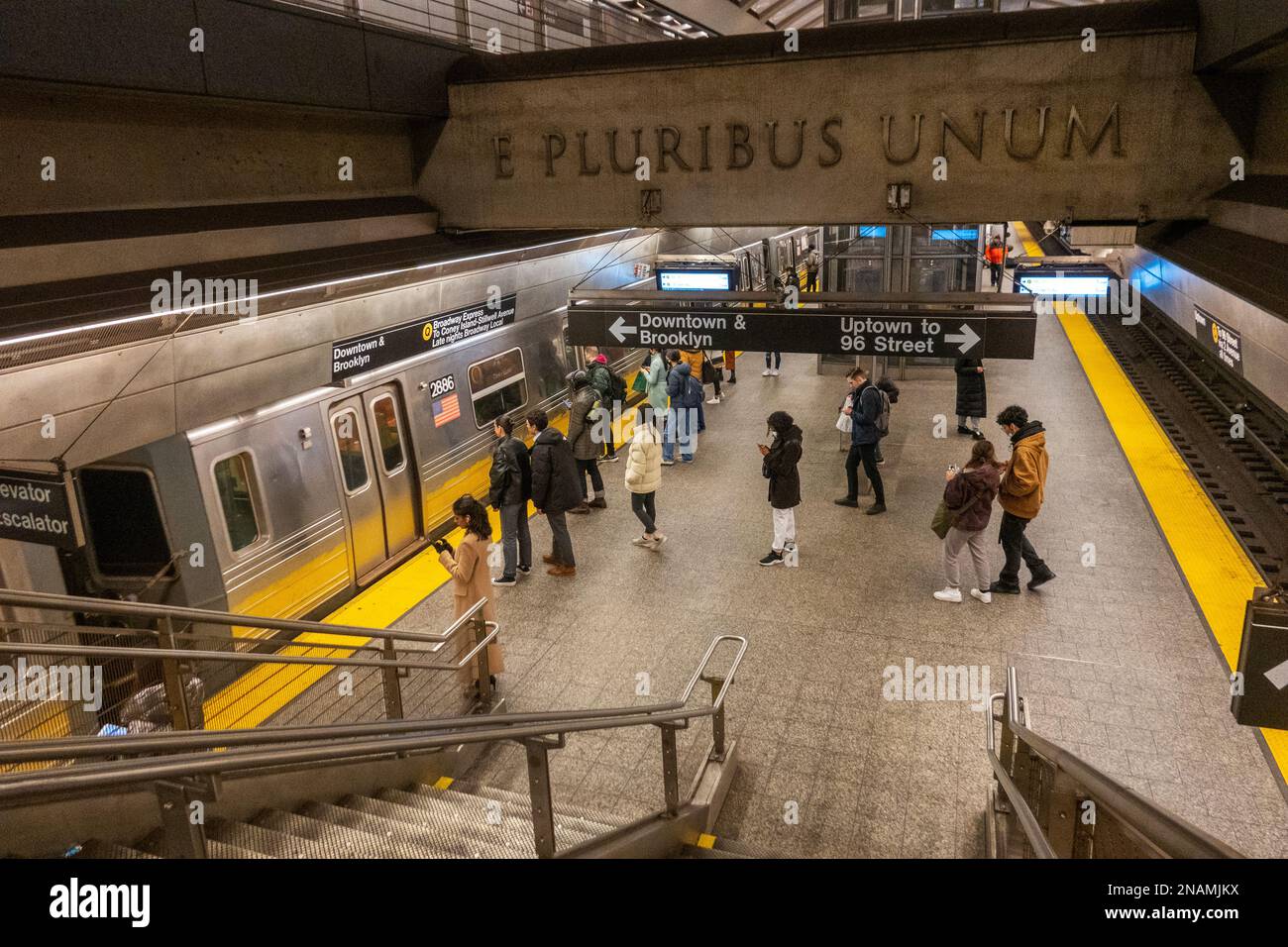 train arriving at the 86th street subway station in Manhattan New York ...