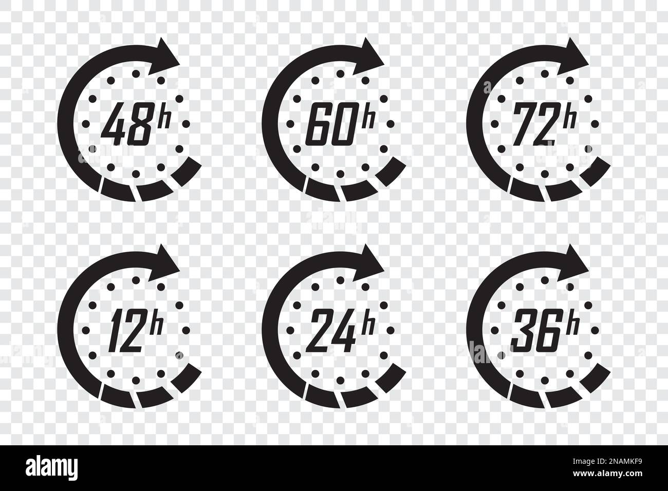 Set of hours clock arrows. Time icons on a transparent background Stock ...