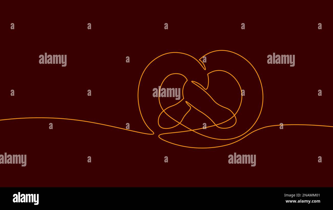 One line continuous pretzel bakery symbol concept. Silhouette bread ...