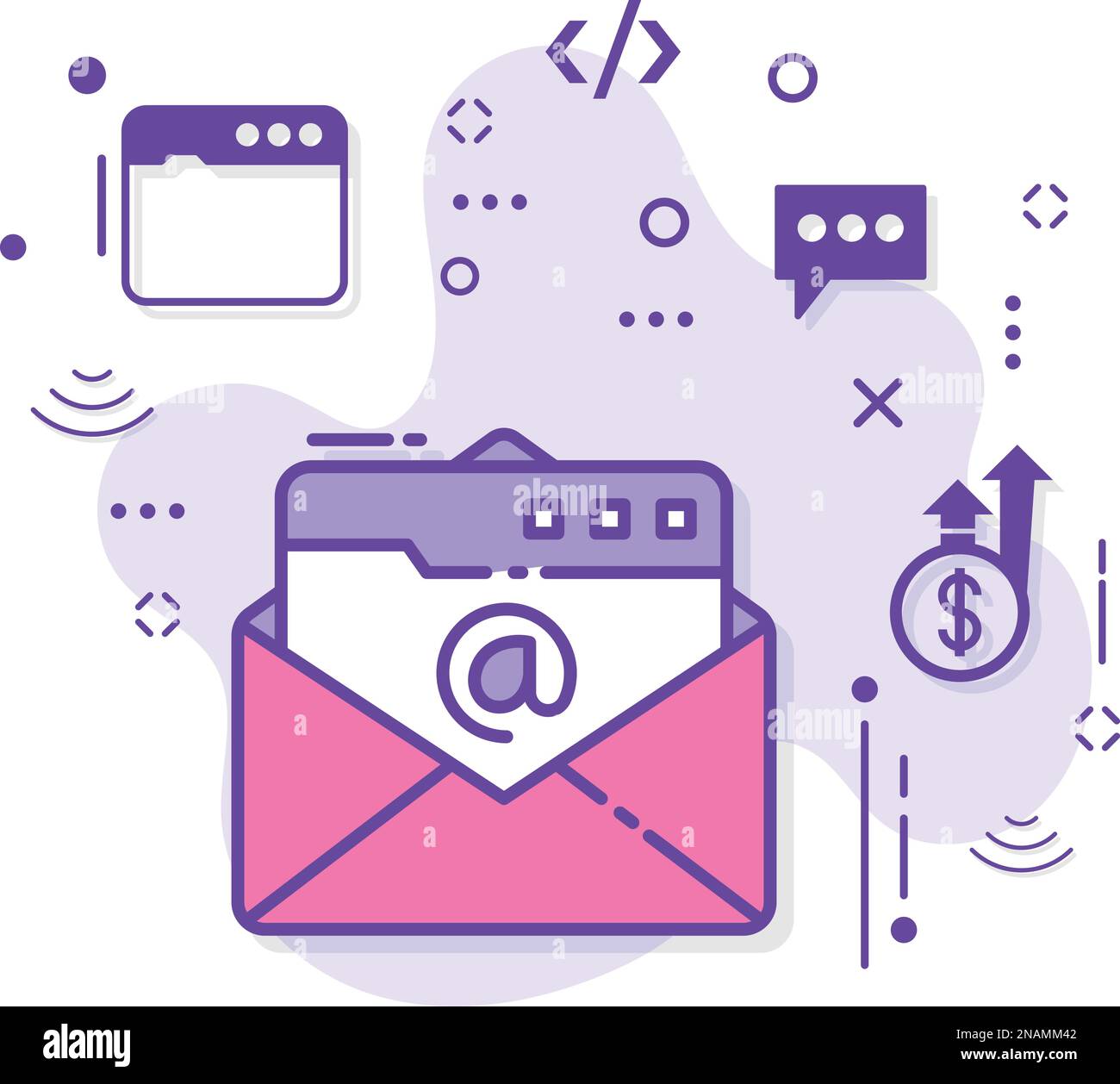 Web mail Concept, Interface using Browser to check email box vector ...