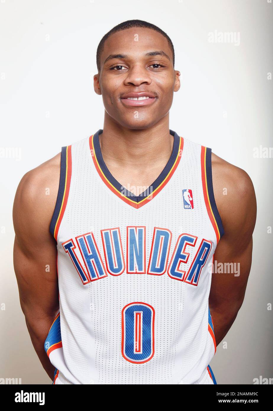 Oklahoma City Thunder's Russell Westbrook poses for a photo during ...